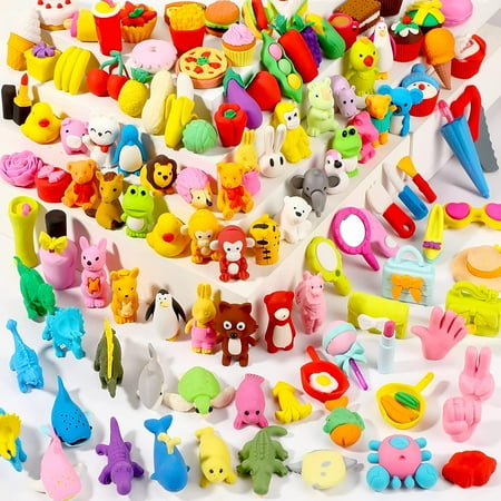 120 Pack Pencil Erasers Animal Erasers Food Vegetable Dessert Erasers ...