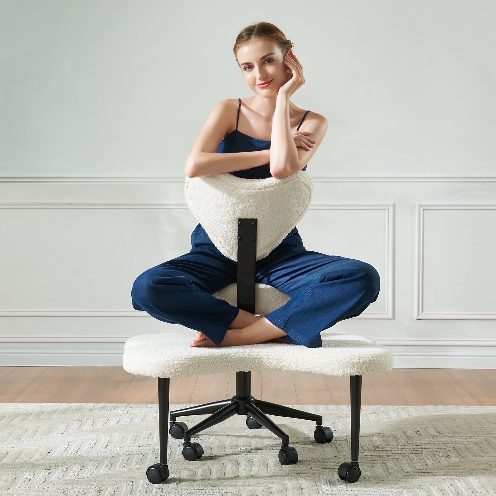 Pinmoco Ergonomic Cross Legged Swivel Chair, Adjustable Height and ...