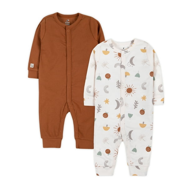 Little Star Organic Baby Unisex 2Pk Coveralls, Size Newborn-12M ...