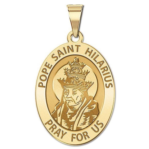Pope Saint Hilarius Oval Religious Medal - 2/3 Inch X 3/4 Inch - Solid ...