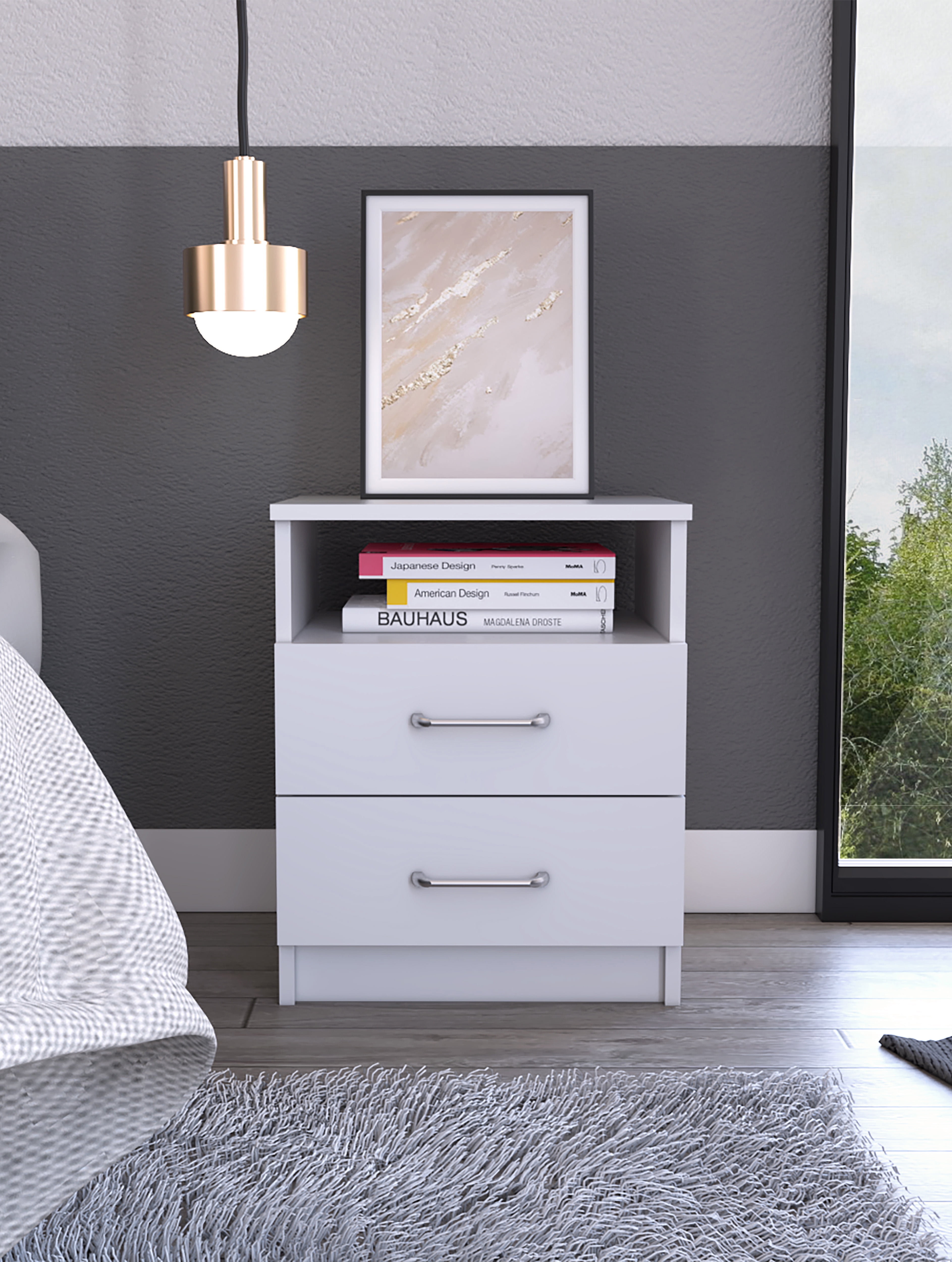 CoSoTower 2-Drawer 1-Shelf Rectangle Nightstand White - Walmart.com