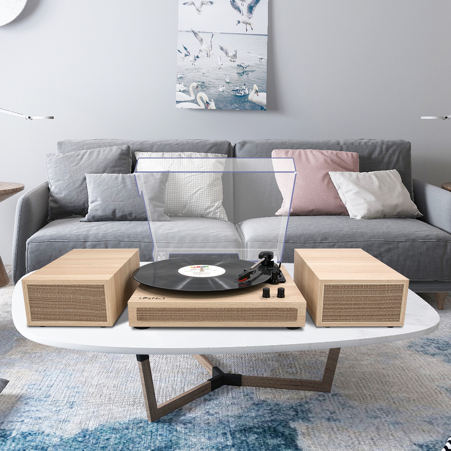 Buy LP&No.1 Record Player, Wireless Turntable with Stereo Bookshelf ...