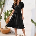Aellinatey Womens Short Sleeve Wrap V Neck Flowy Dress Dot Ruffle ...