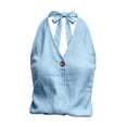 Basic Shirts Tops Sleeveless V Neck Button Front Blouse with Relaxed ...