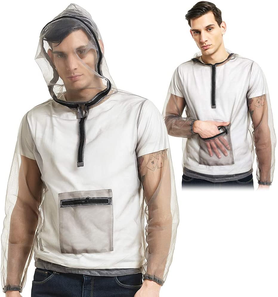 AURORA TRADE Mesh Hooded Jacket with Pocket, Double Zipper Design ...