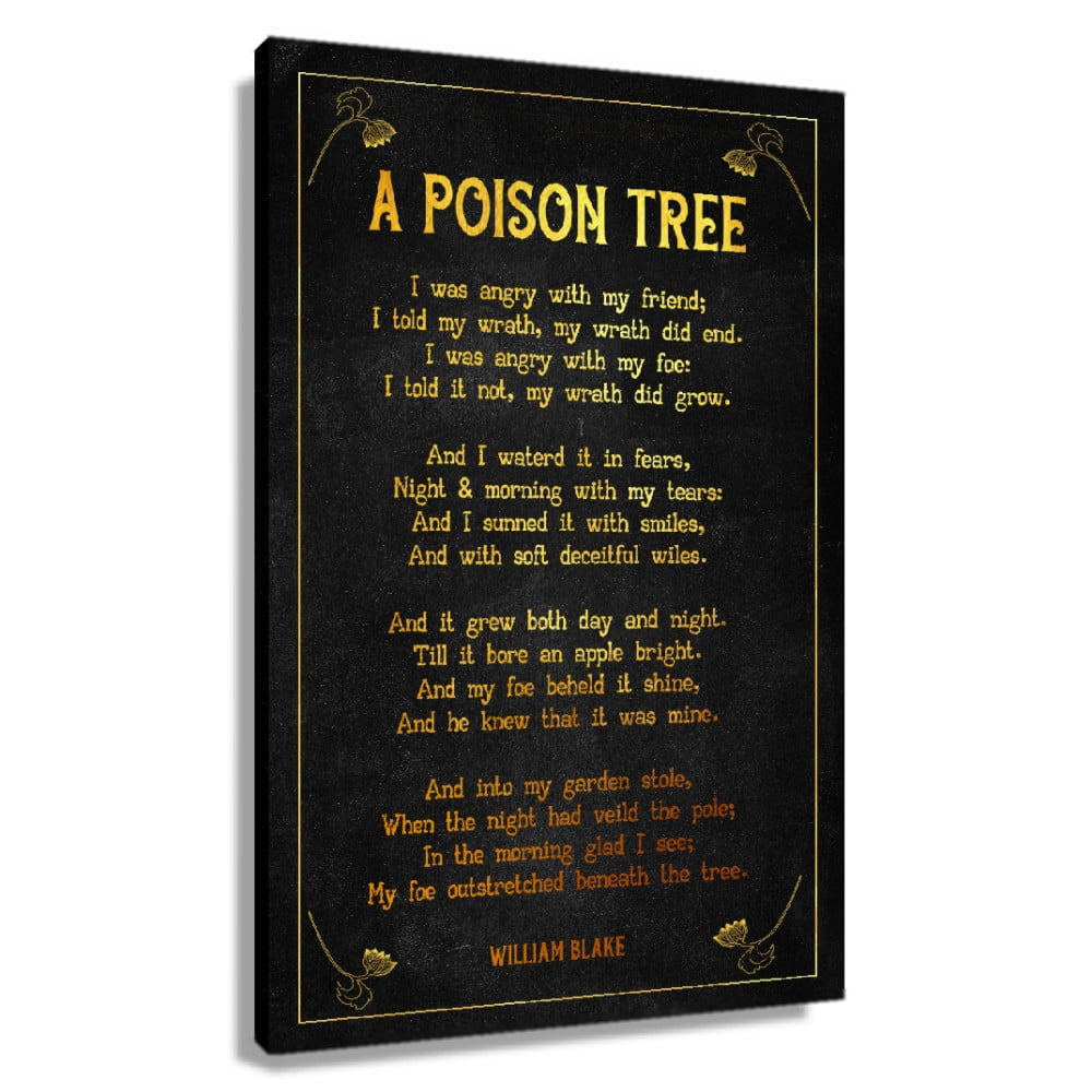 A Poison Tree Poem Wall Decor William Blake Quote Wall Art Poetry ...