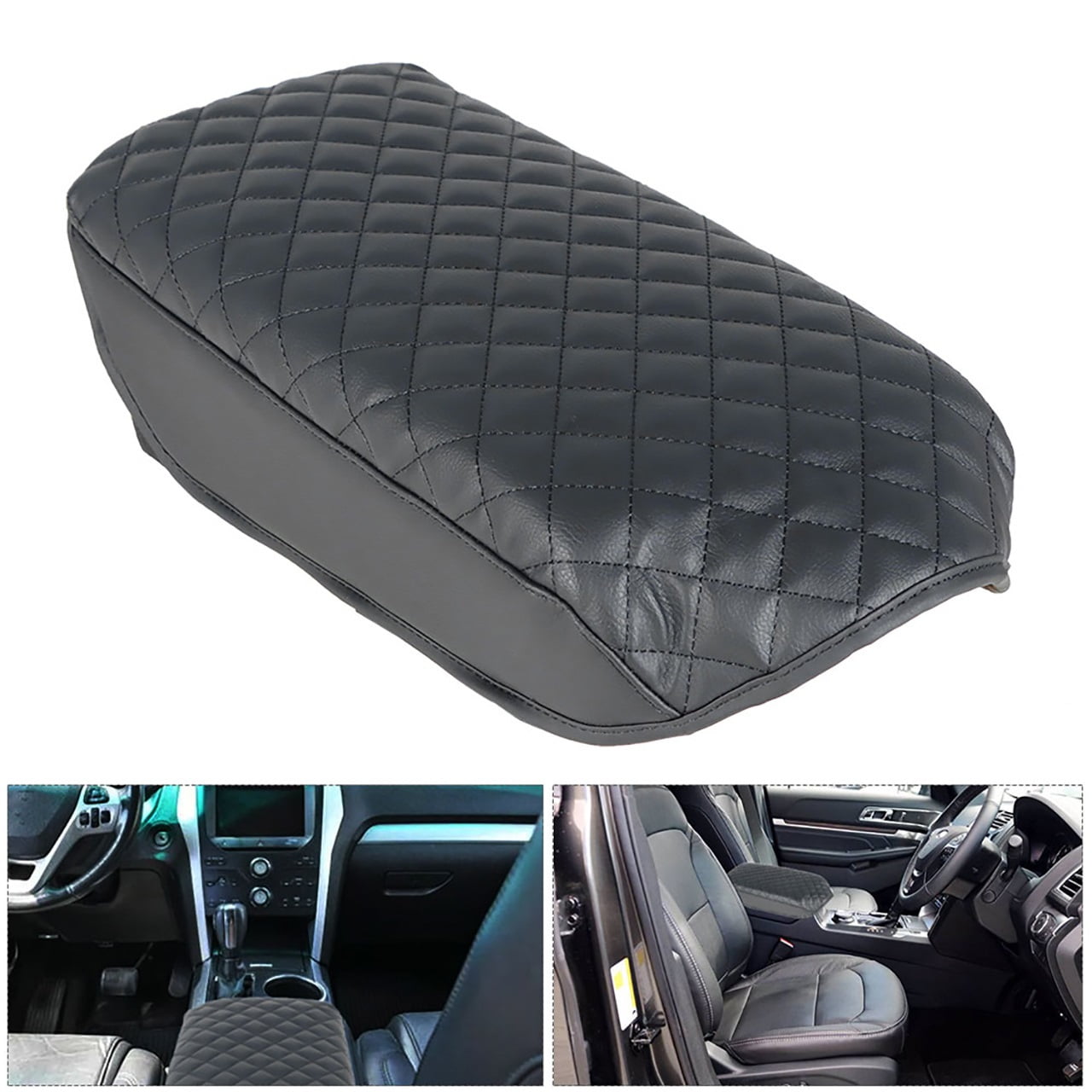 Black Leather Console Armrest Cover for Ford Explorer (2011-2019) in ...