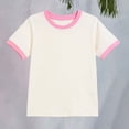 Boys Girls Shirts School Crew Neck Short Sleeve Color Block Casual Cute ...