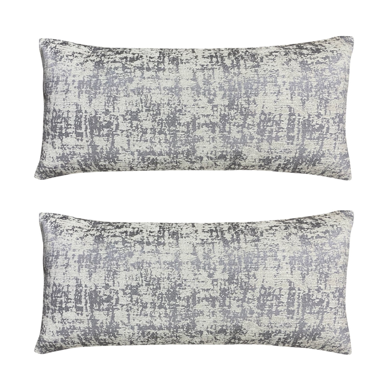 FBTS Prime 24x12 inch Rectangle Gray Plain Chenille Lumbar Throw Pillow ...