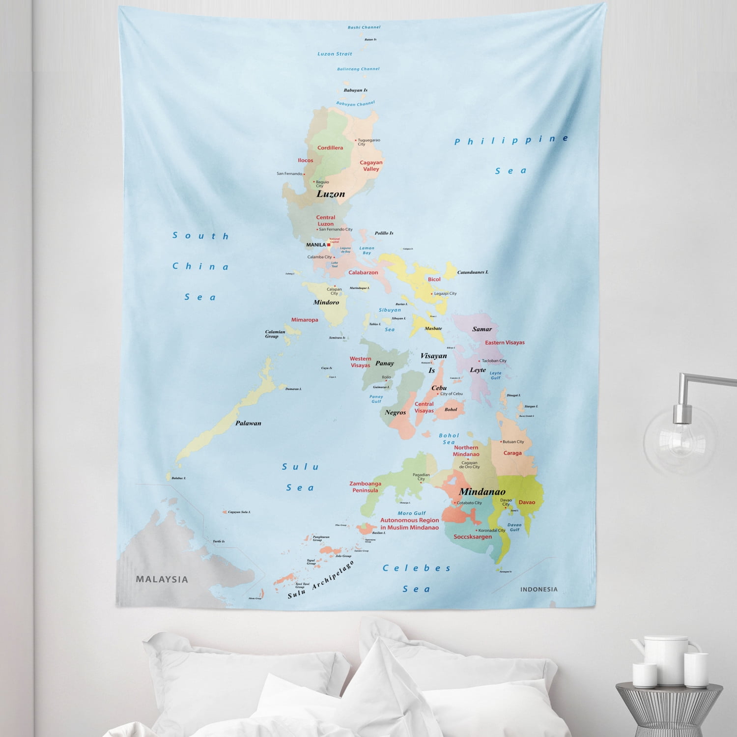 Phillipine Tapestry, Philippines Administrative Political Map Cities ...