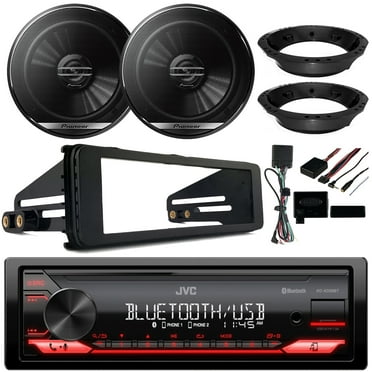 JVC In-Dash Bluetooth USB AUX LED AM/FM Radio Stereo Receiver Bundle with (QTY 2) JVC 6.5" 2-Way ...