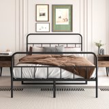 Ocuuziisu Metal Platform Bed Frame with Headboard, Sturdy Metal Frame ...