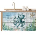 Cabinet Curtain 32''W x 55''L, Coastal Octopus Under Sink Curtain ...