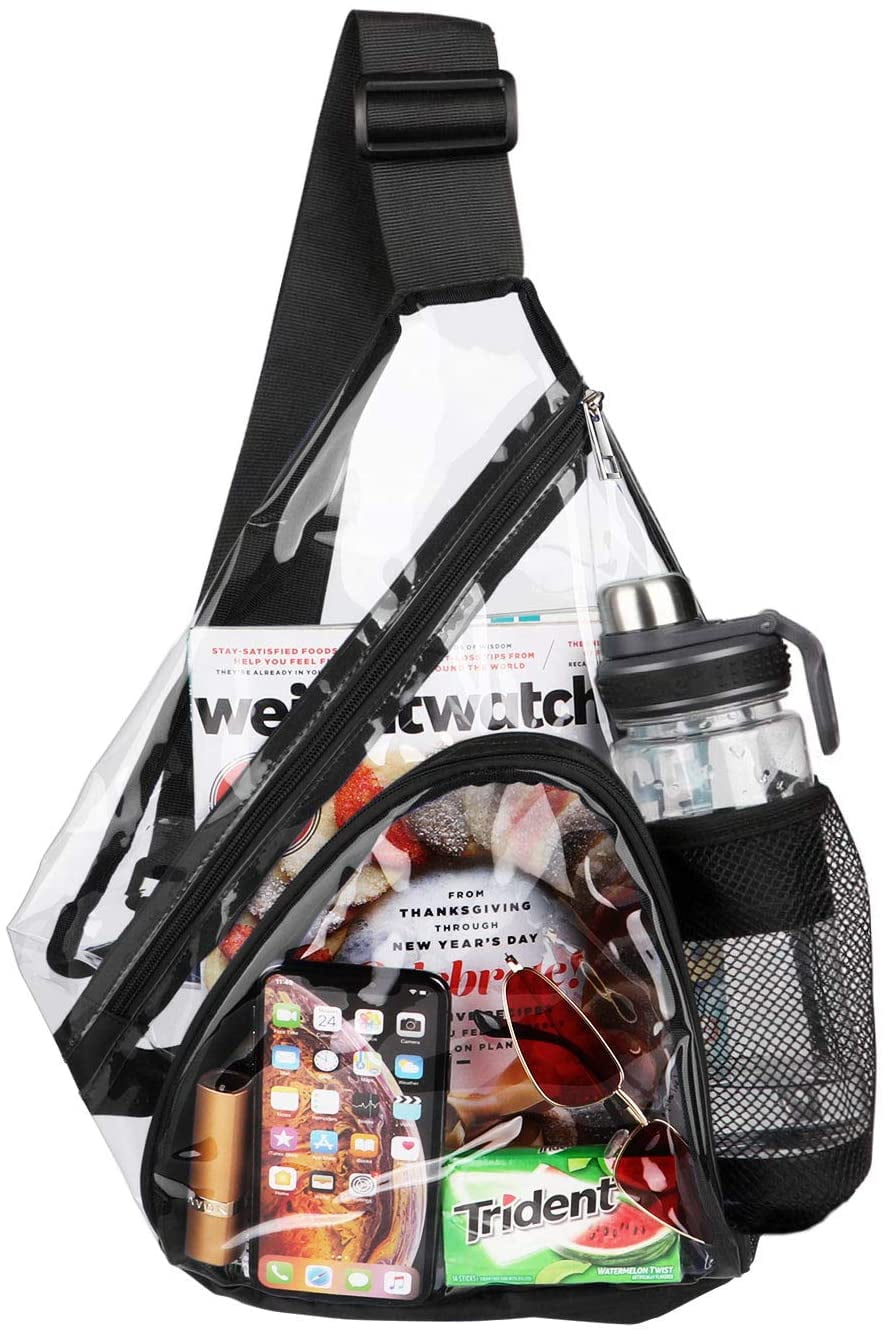 Clear PVC Sling Bag Stadium Approved, Backpack with Adjustable Strap ...