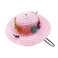Vnanda Pet Flower Straw Hat Dog Spring Summer Sunhat Cute Woven Straw ...