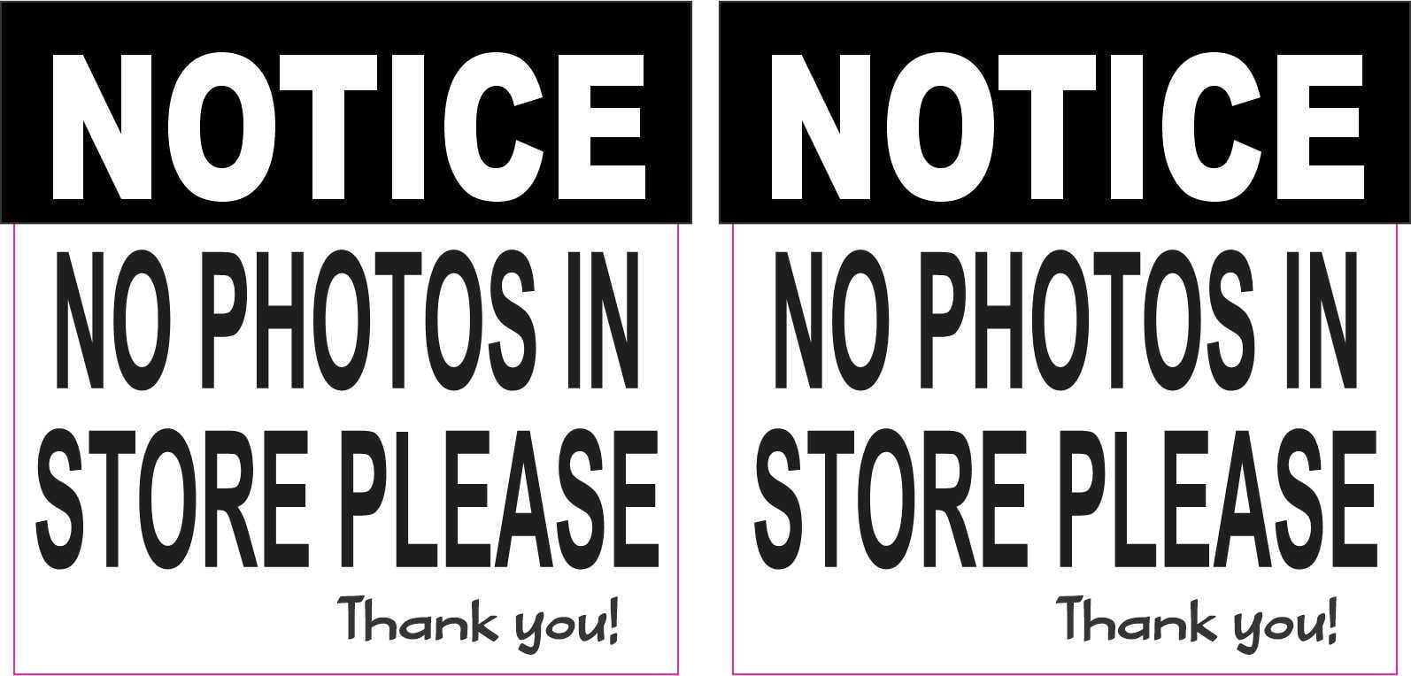 StickerTalk No Photos in Store Vinyl Stickers, 1 sheet of 2 stickers, 2 ...