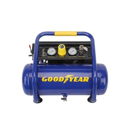 Goodyear Portable 135 PSI Roll Cage Quiet Air Compressor, 2-Gallon ...