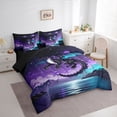 Aikeke Black Purple Dragon King Bedding 7pcs, Gradient Starry Sky King ...