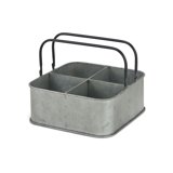 Cheungs FP-4050 Rectangular Metal Gray Bucket With 4 Slots And 2 ...