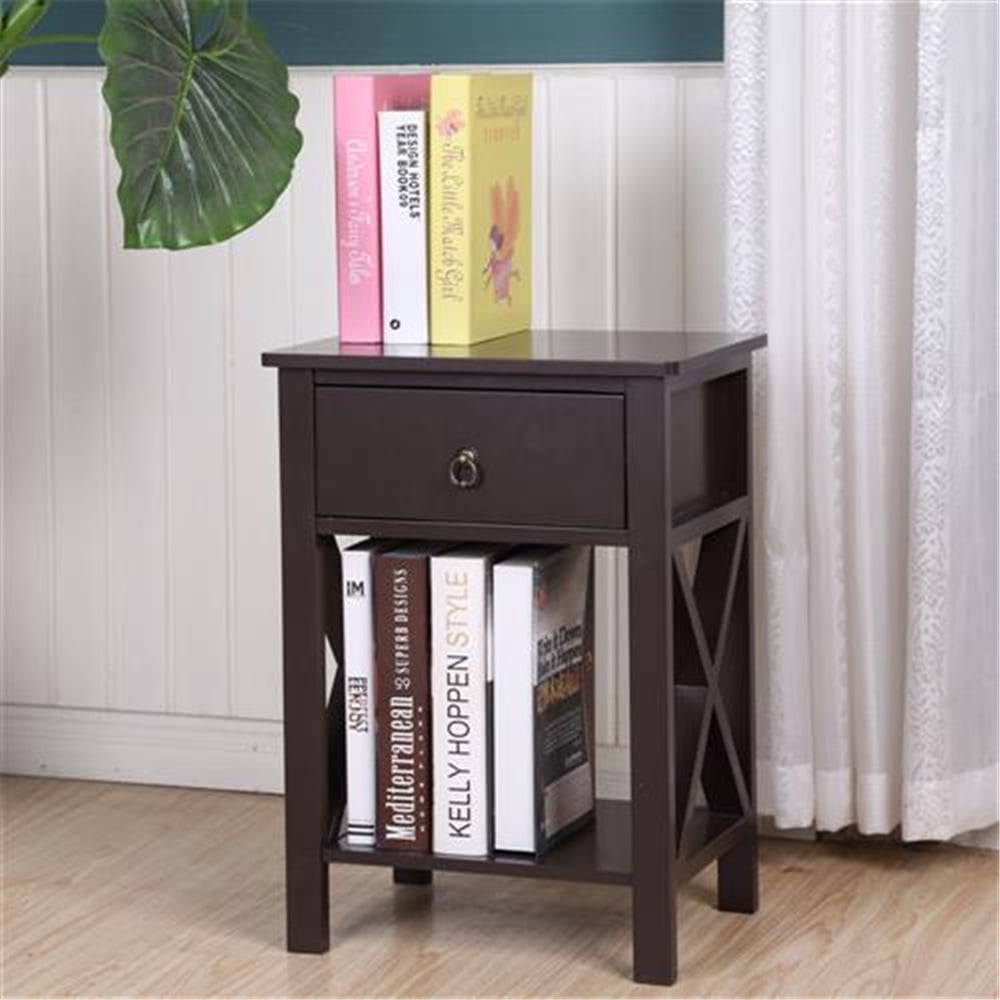 GZXS Modern Mid-Centry Side Table Wooden Nightstand Small End Desk with ...