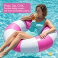 Sun's Out 36" Inflatable Pool Tube – Light Pink Cabana Print for Ages ...