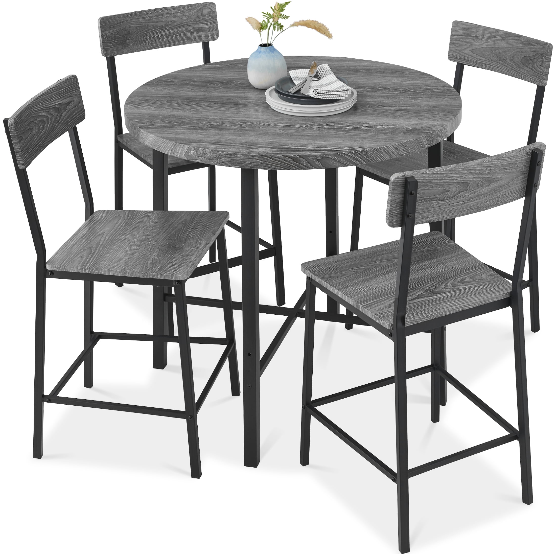 Best Choice Products 5-Piece Modern Round Counter Height Dining Set w ...