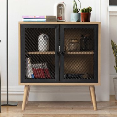 Linon Harding 3-Shelf Single Door Floor Cabinet, Natural Bamboo Finish ...
