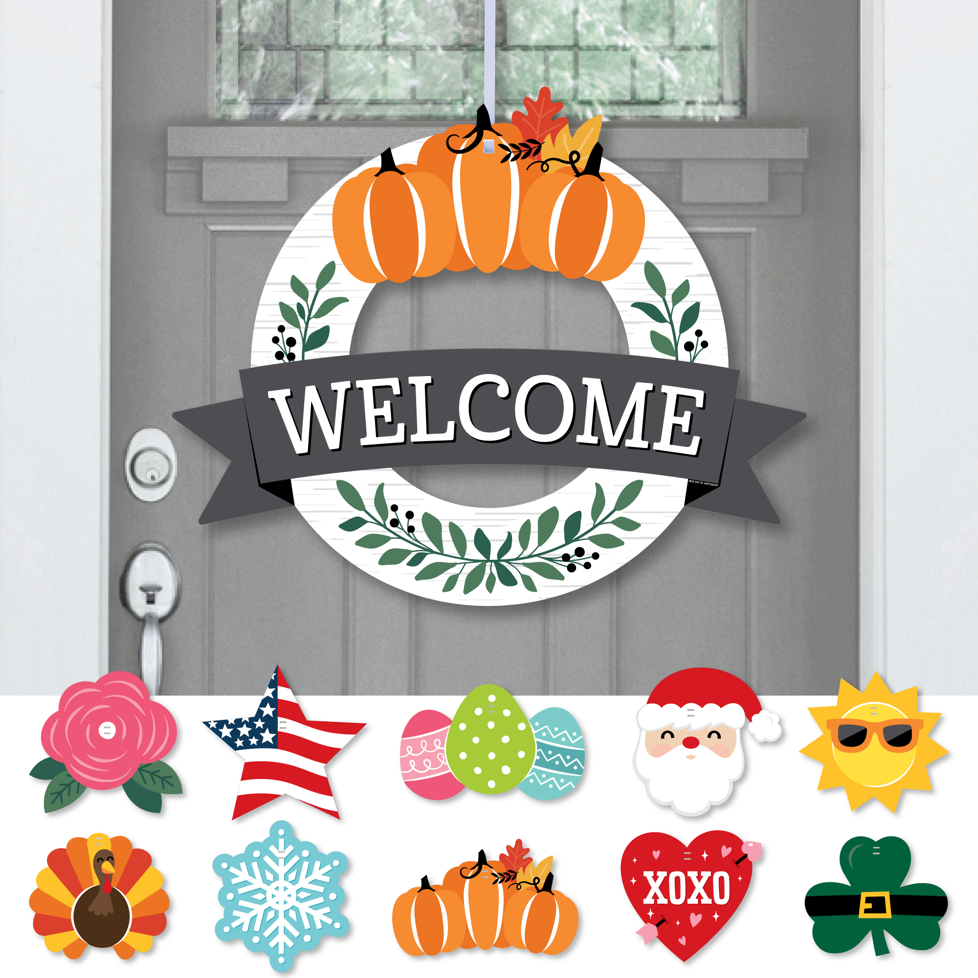 Big Dot of Happiness Holiday Welcome - Front Door Seasonal Decor ...