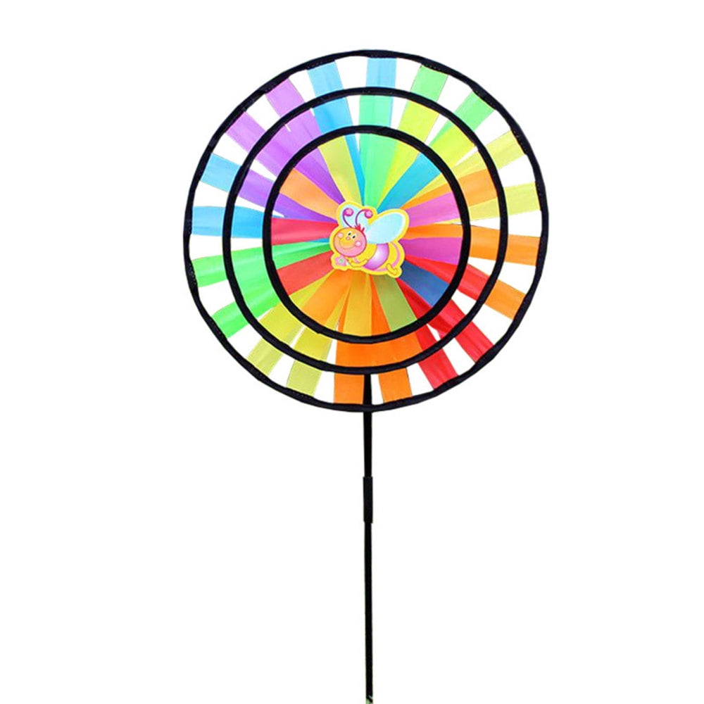 Rainbow Triple Wheel Spinner Indoor Outdoor Whirl Pinwheel Wind ...