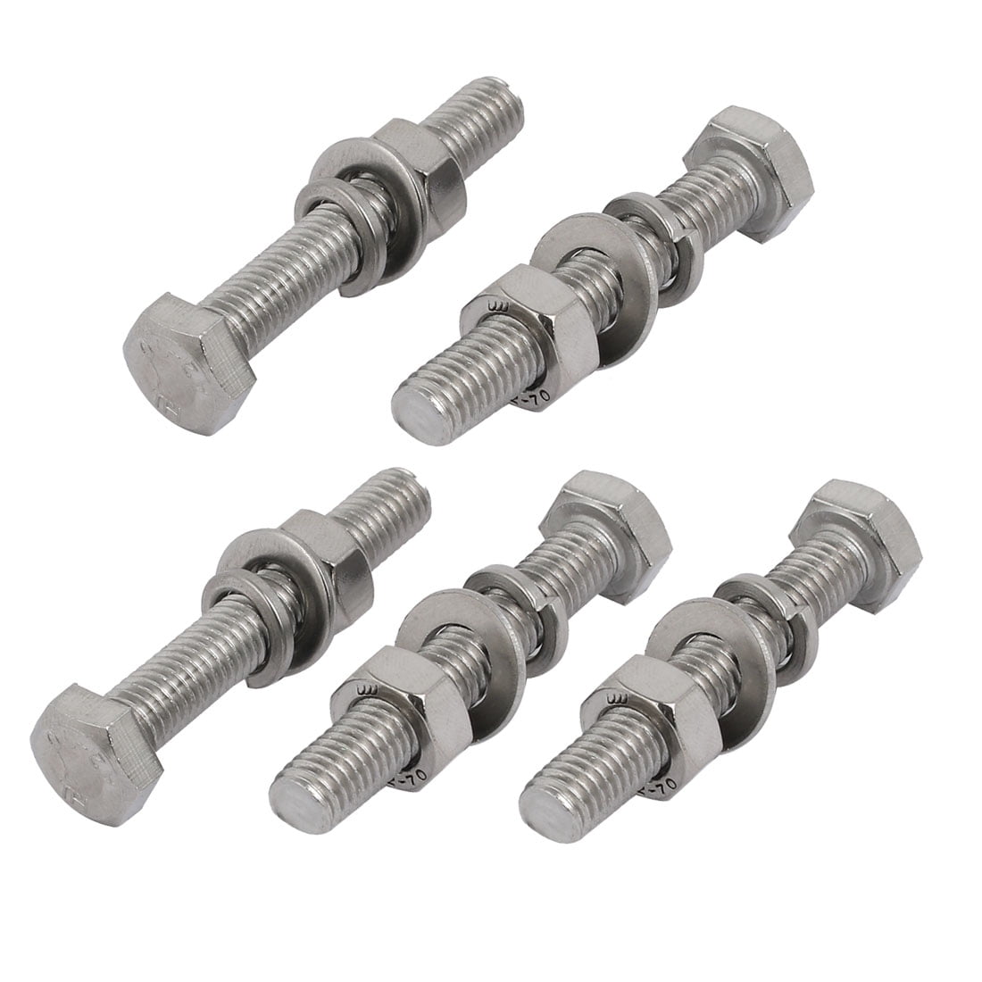 Unique Bargains 5 Set M8x50mm 304 Stainless Steel Hex Bolts w Nuts and ...