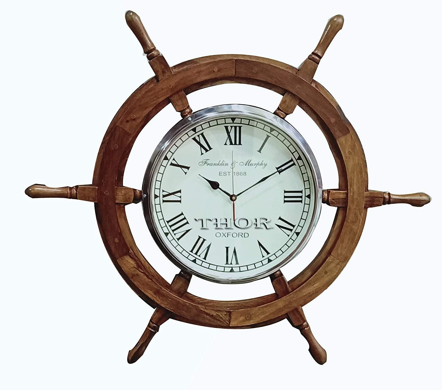 Nautical Wooden Handmade Wall clock Ship Wheel Decor for festival gift ...