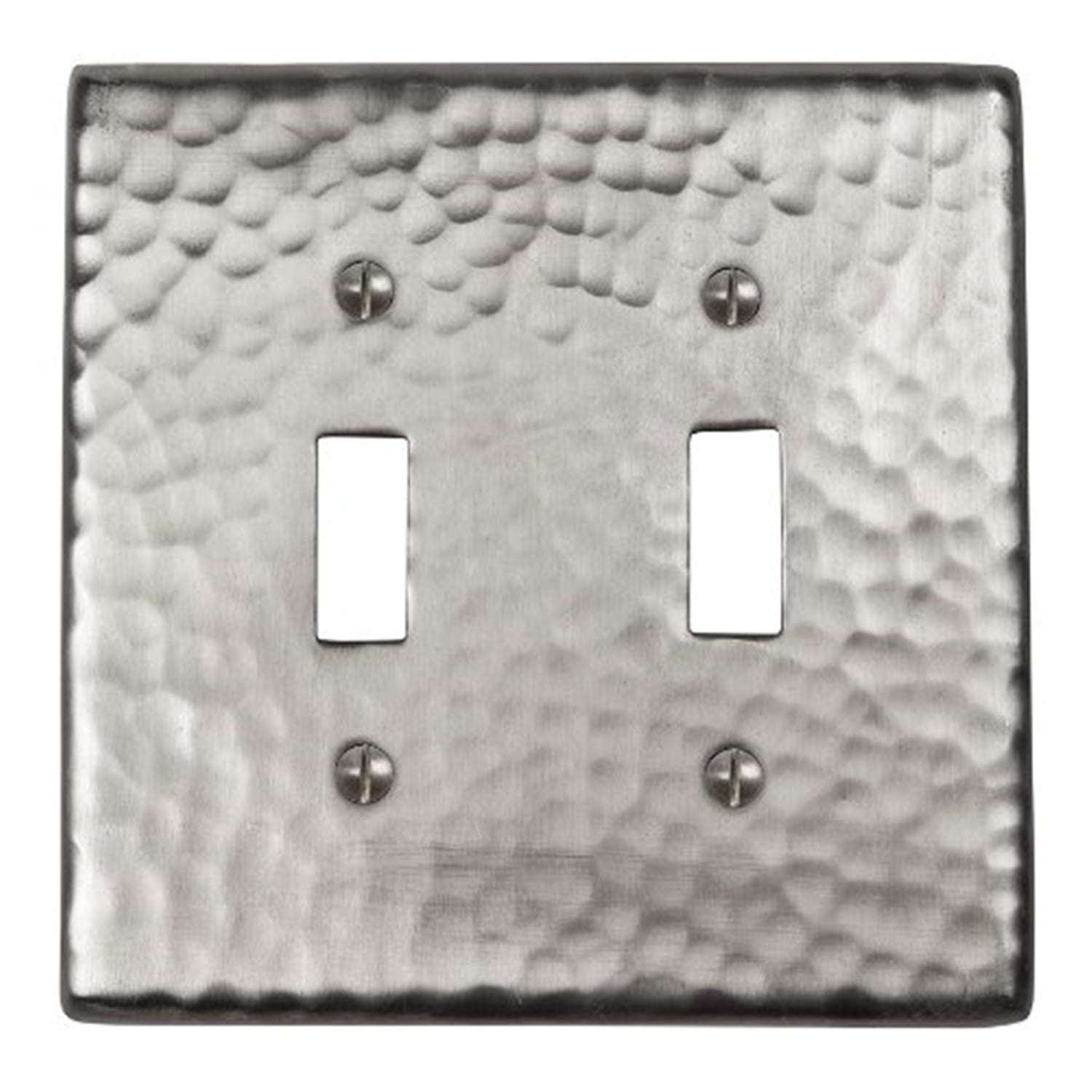 Solid Hammered Copper Double Switch Plate in Satin Nickel Finish By The ...