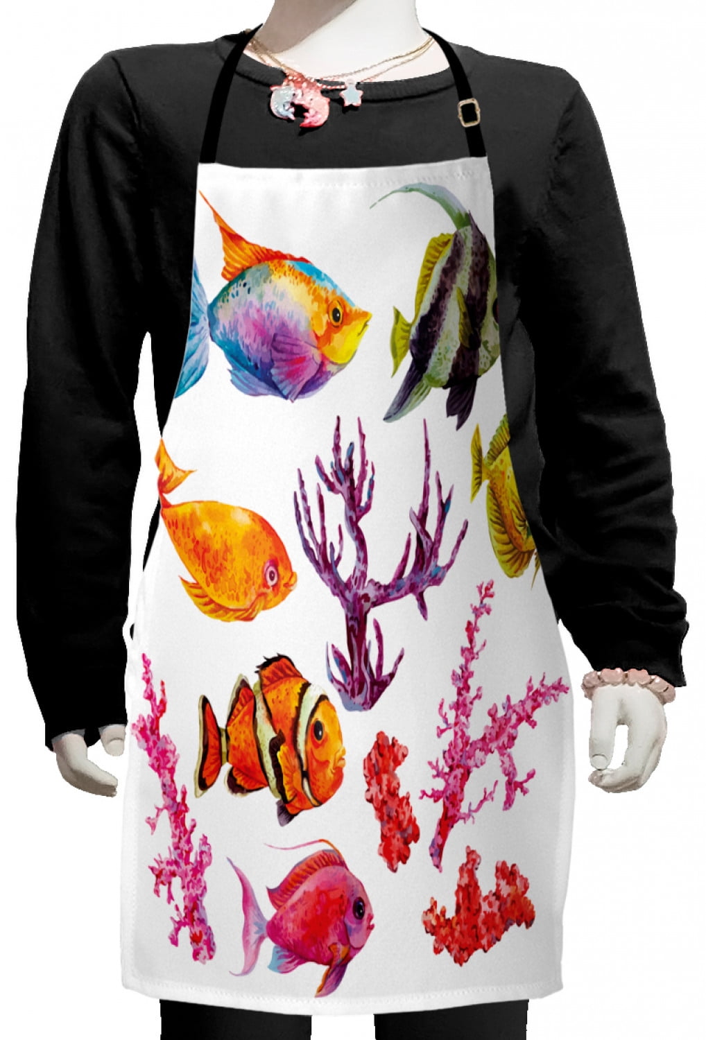 Ocean Kids Apron, Illustration of Tropical Fish Seaweed Coral Algae and ...