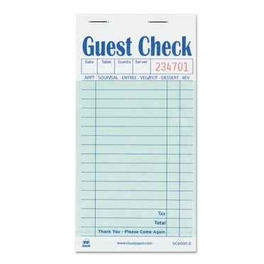 Adams 2 Part Carbonless Guest Checks 10 Books/50 Checks - Walmart.com