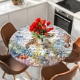 Brown Turtle Coastal Round Tablecloth 55-60 Inch Round Fitted Table ...