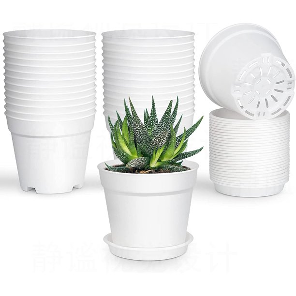 Tutuviw 4 inch Plant Pots, 8 Pack Plastic Planters with Drainage Holes ...