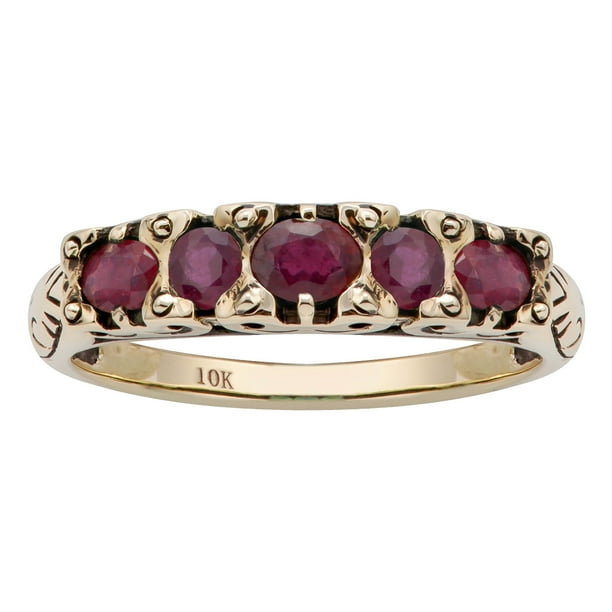 Designer Diamonds - 10k Yellow Gold Genuine Ruby Anniversary Ring - Walmart.com - Walmart.com
