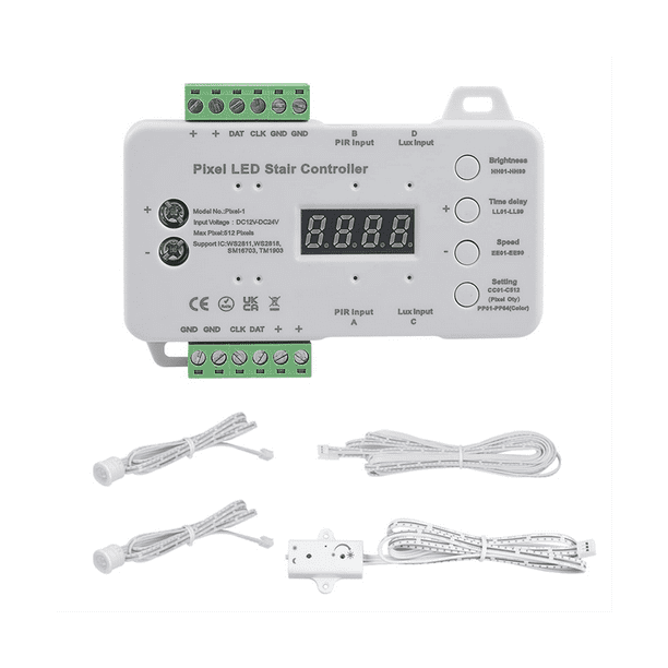 Winyuyby Motion Sensor LED Stair Pixel Lights Controller RGB LED Controller with Daylight Sensor ...