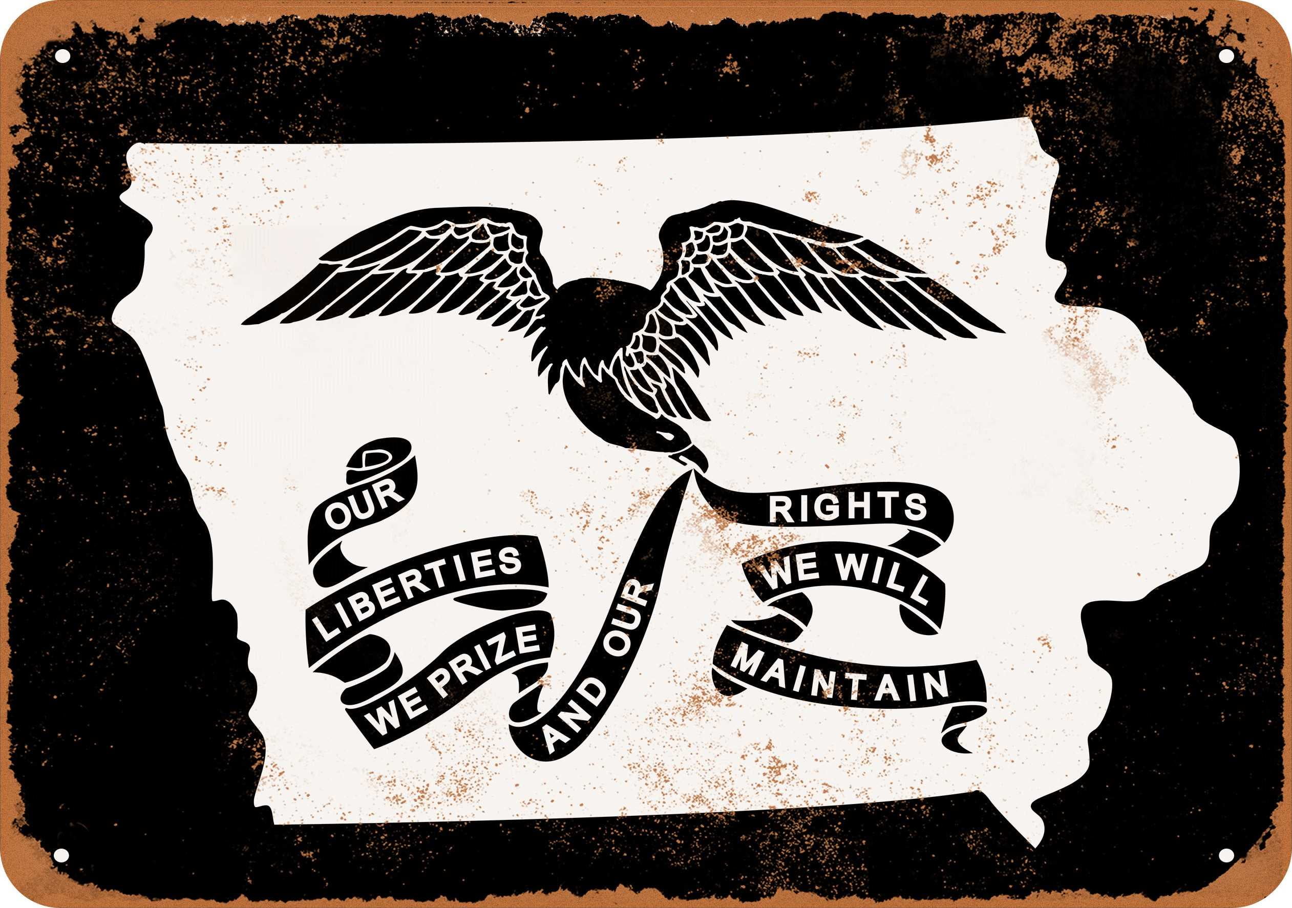 7 x 10 METAL SIGN - Iowa State 3 (Dark Background) - Vintage Rusty Look ...