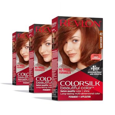 Revlon 3D Colorsilk Permanent Hair Color, 42 Medium Auburn, 1ct, 3-Pack ...