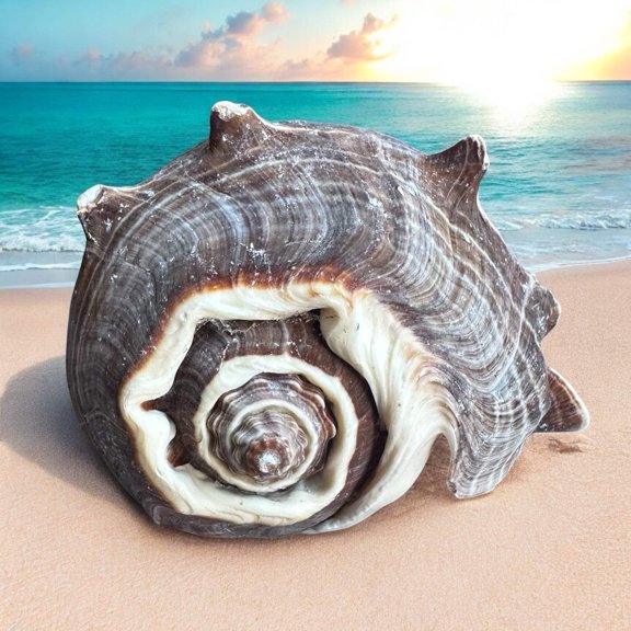 Large Conch Seashell Black White Spiky Real Rare Natural Big Decorative ...