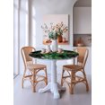Black Cat Round Fitted Tablecloth with Elastic Edge, Pink Orange Flower ...