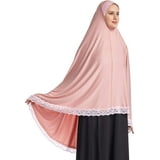 Muslim High Stretch Hijab Pure Color Half-body Cover Hijab with Lace ...