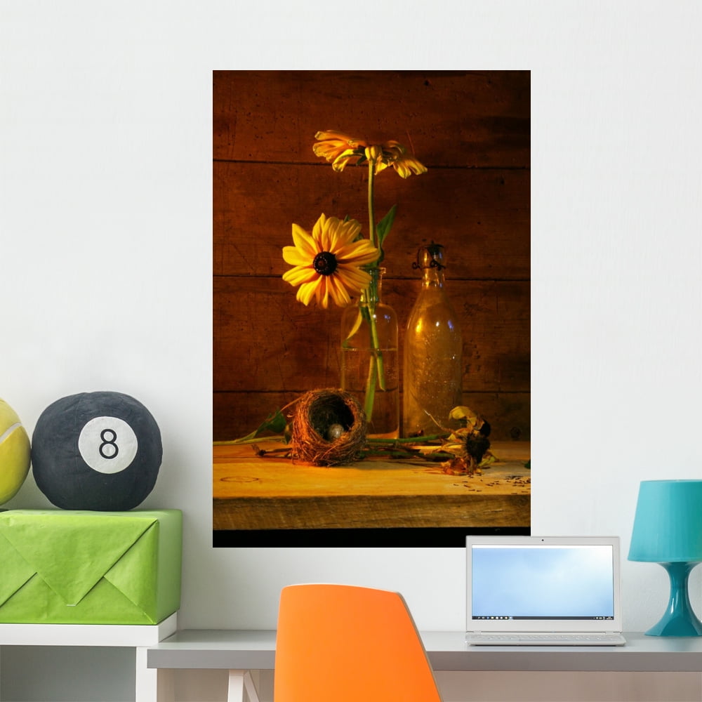 Yellow Flower Still Life Wall Mural by Wallmonkeys Peel and Stick ...