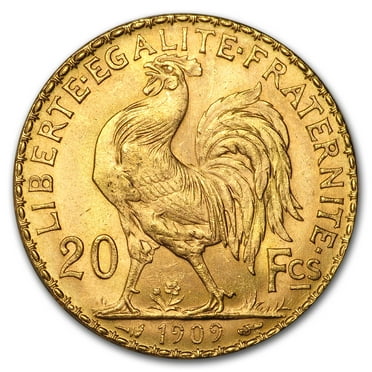 France Gold 20 Francs French Rooster Coin (1899-1914) AU - Walmart.com