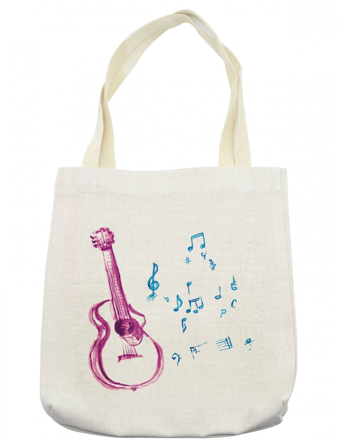 Guitar Tote Bag, Watercolor Musical Instrument with Notes Sheet ...