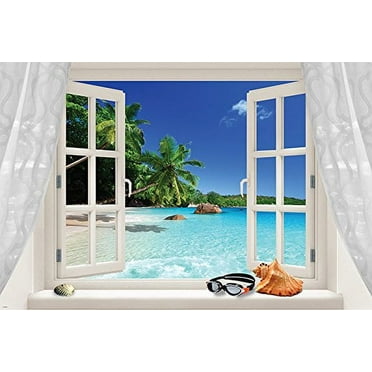 Tropical Beach Window Poster - 36 x 24 - Walmart.com