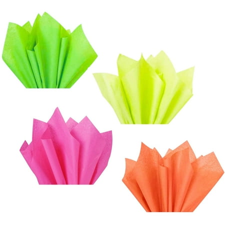 FFIY 4 Color 20 x 28 in Neon Tissue Paper for Gift Wrapping Bright Wrap ...