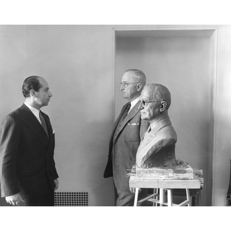 President Harry Truman Poses Next To The Bust By Artist Felix De Weldon ...