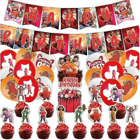 Turning Red Birthday Themed Party Decoration Arrangement Banner Flag ...